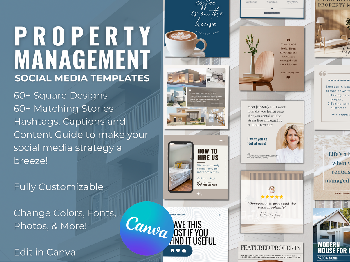 Property Management Social Media | Editable Instagram Post Templates ...